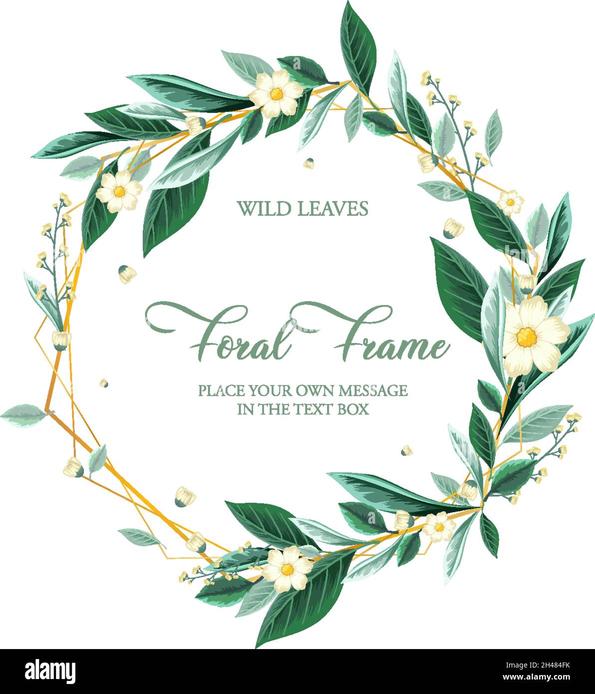 Round border frame with green foliage illustration Stock Vector Image ...