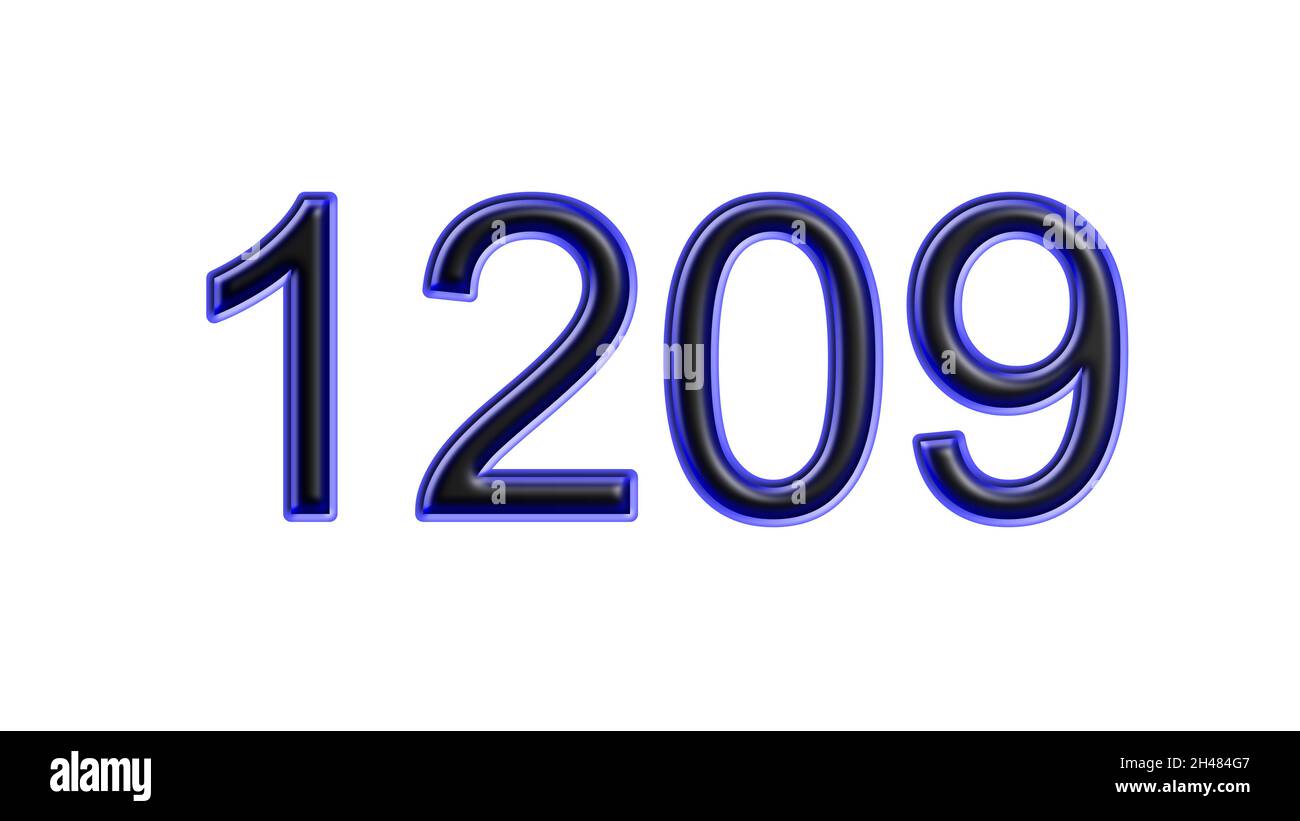 blue 1209 number 3d effect white background Stock Photo - Alamy