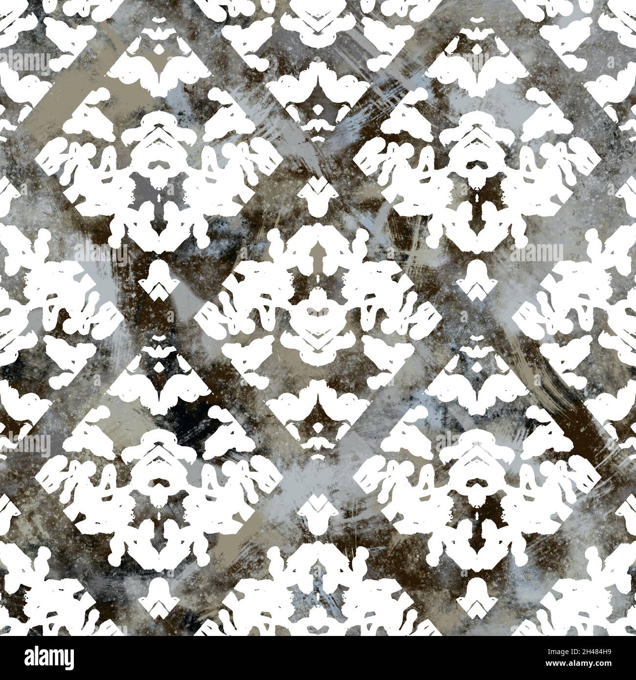Seamless neutral tan and white distressed grungy motif surface pattern ...