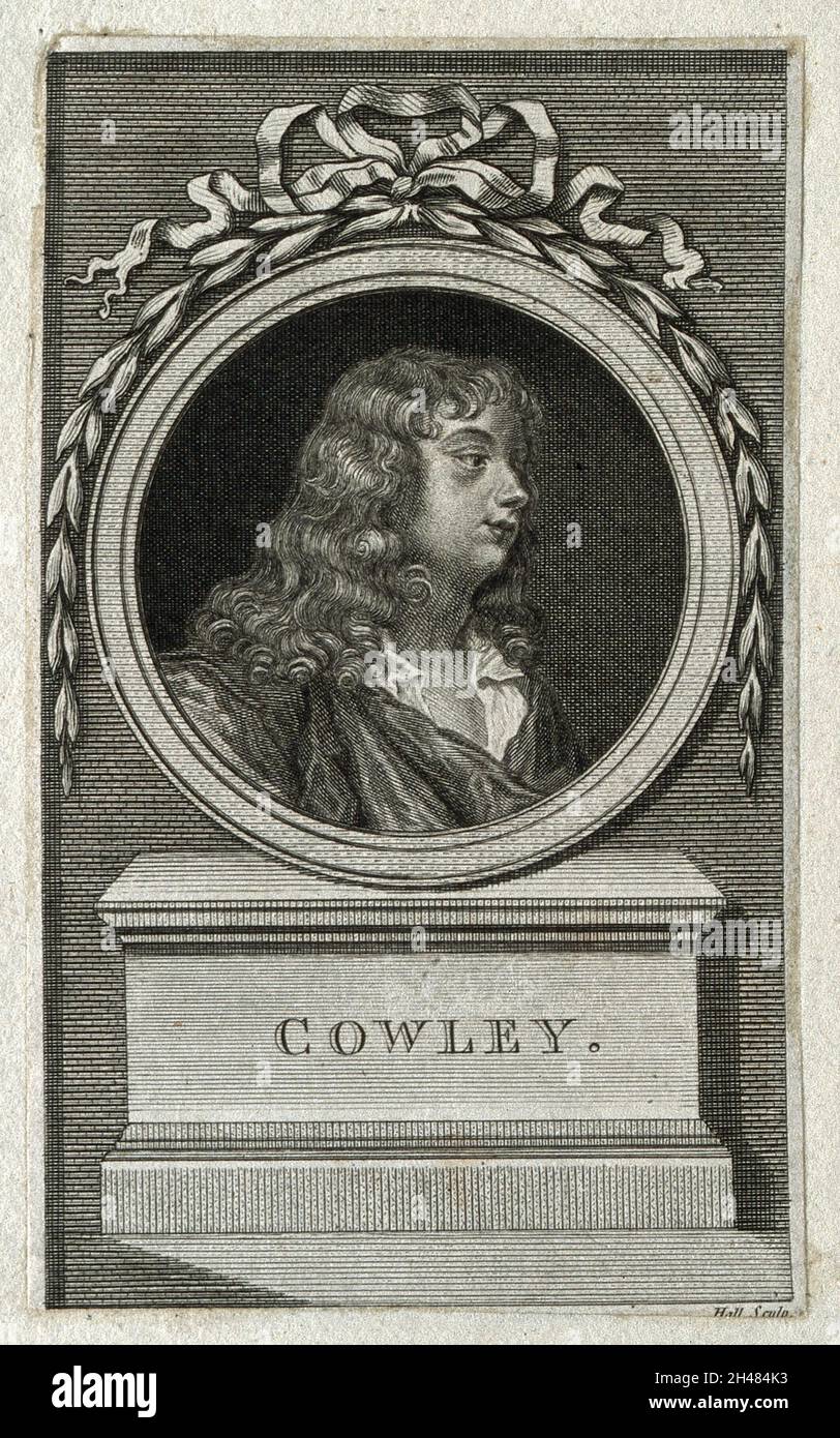 Abraham Cowley. Line engraving by J. Hall, 1777, after C. F. Zincke ...