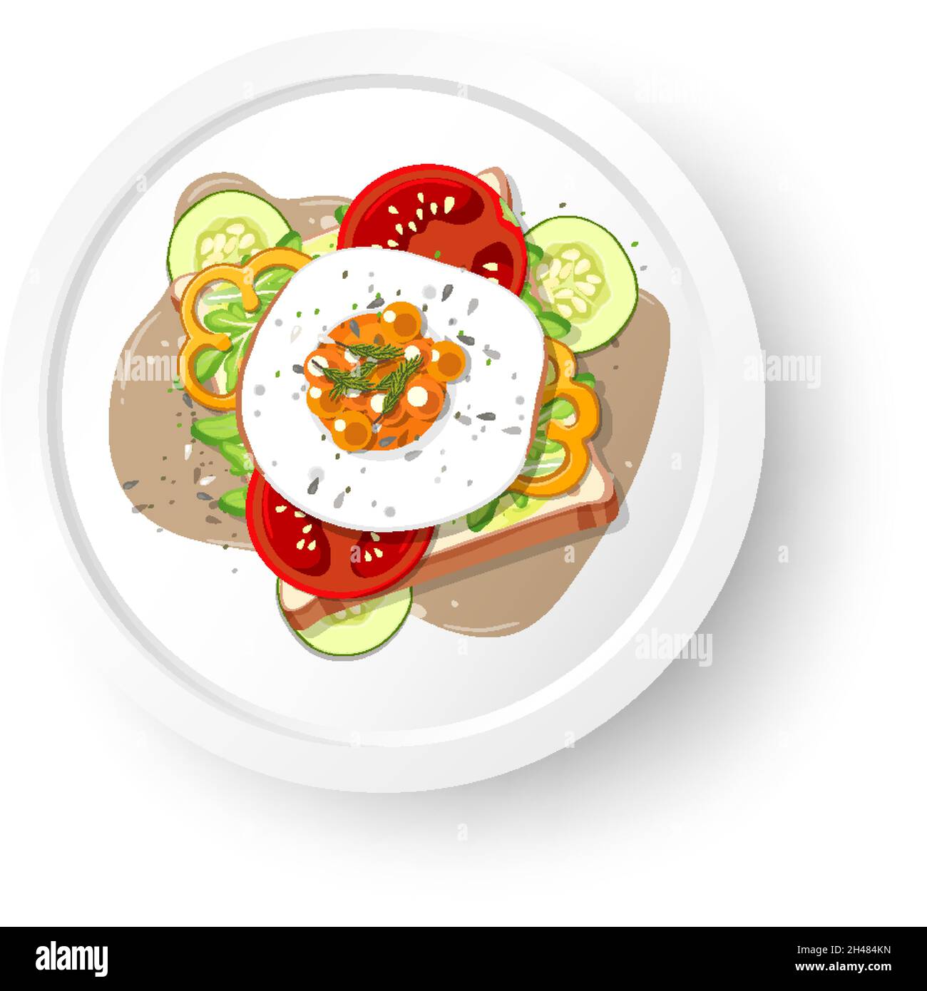 Healthy breakfast with egg bread toast illustration Stock Vector Image ...