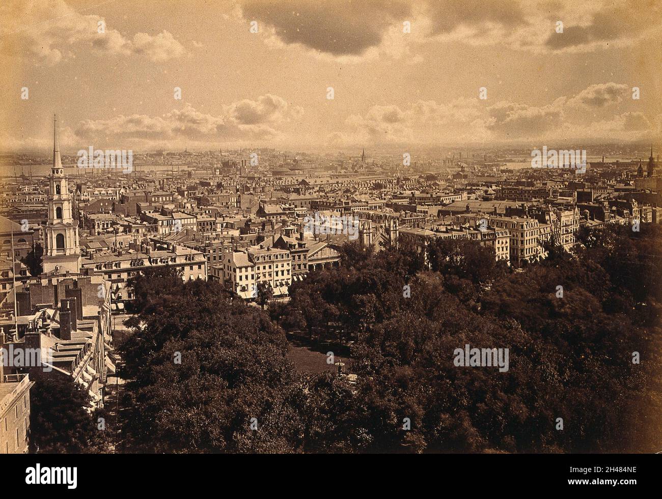 Boston, Massachusetts: elevated view of the city. Photograph, ca. 1880 ...