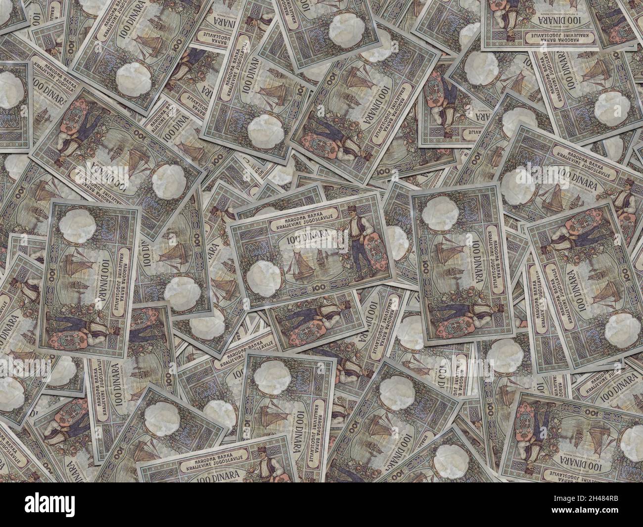 Texture background of vintage banknotes of the Kingdom of Yugoslavia ...