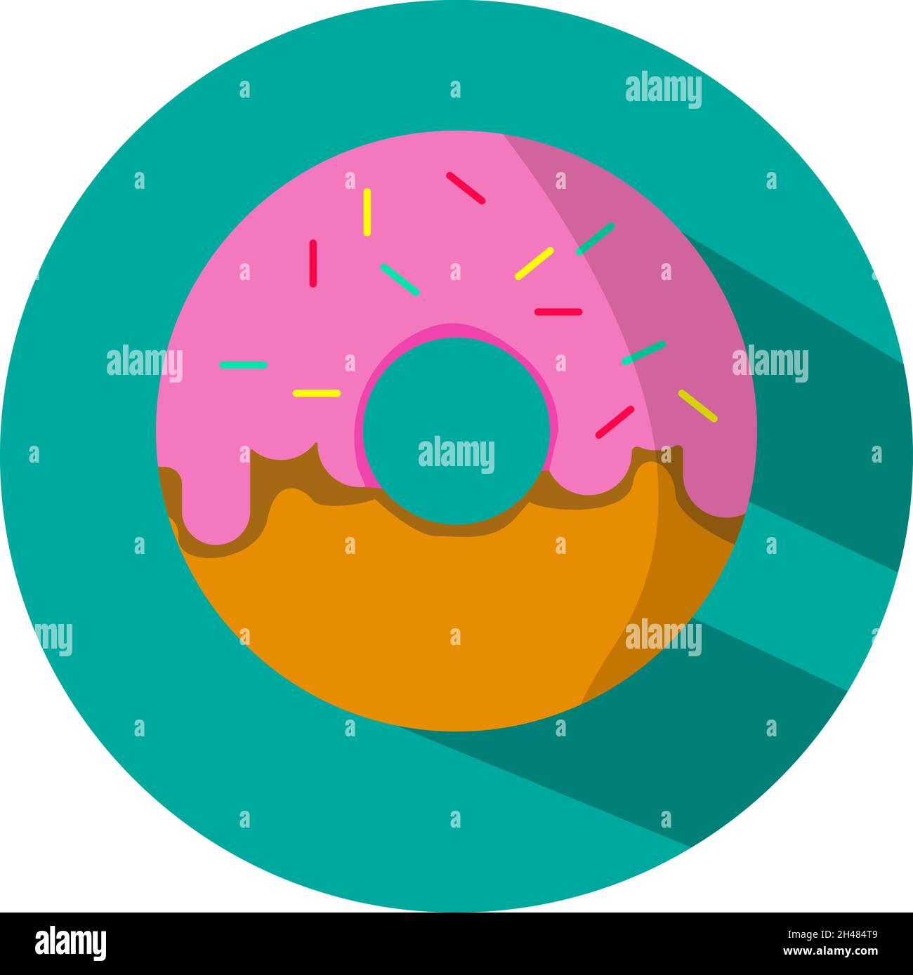 Pink donut with sprinkles, illustration, vector, on a white background ...