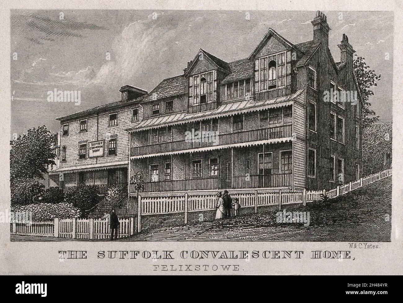Suffolk Convalescent Home, Felixstowe, Suffolk. Line engraving by W ...