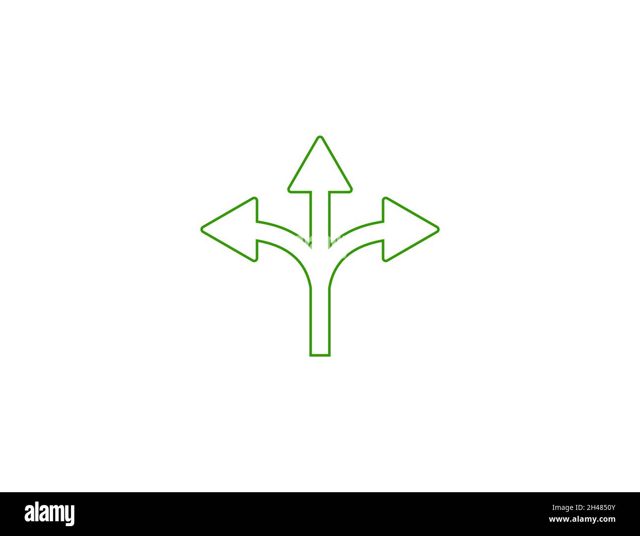 Vector illustration. Flat design. Arrow, three way direction icon Stock ...