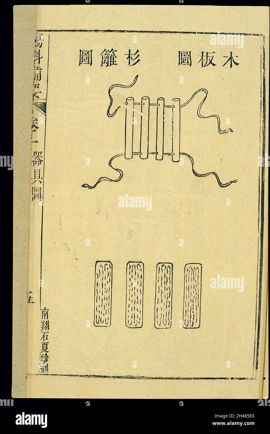 Chinese woodcut: Bone-setting devices Stock Photo - Alamy