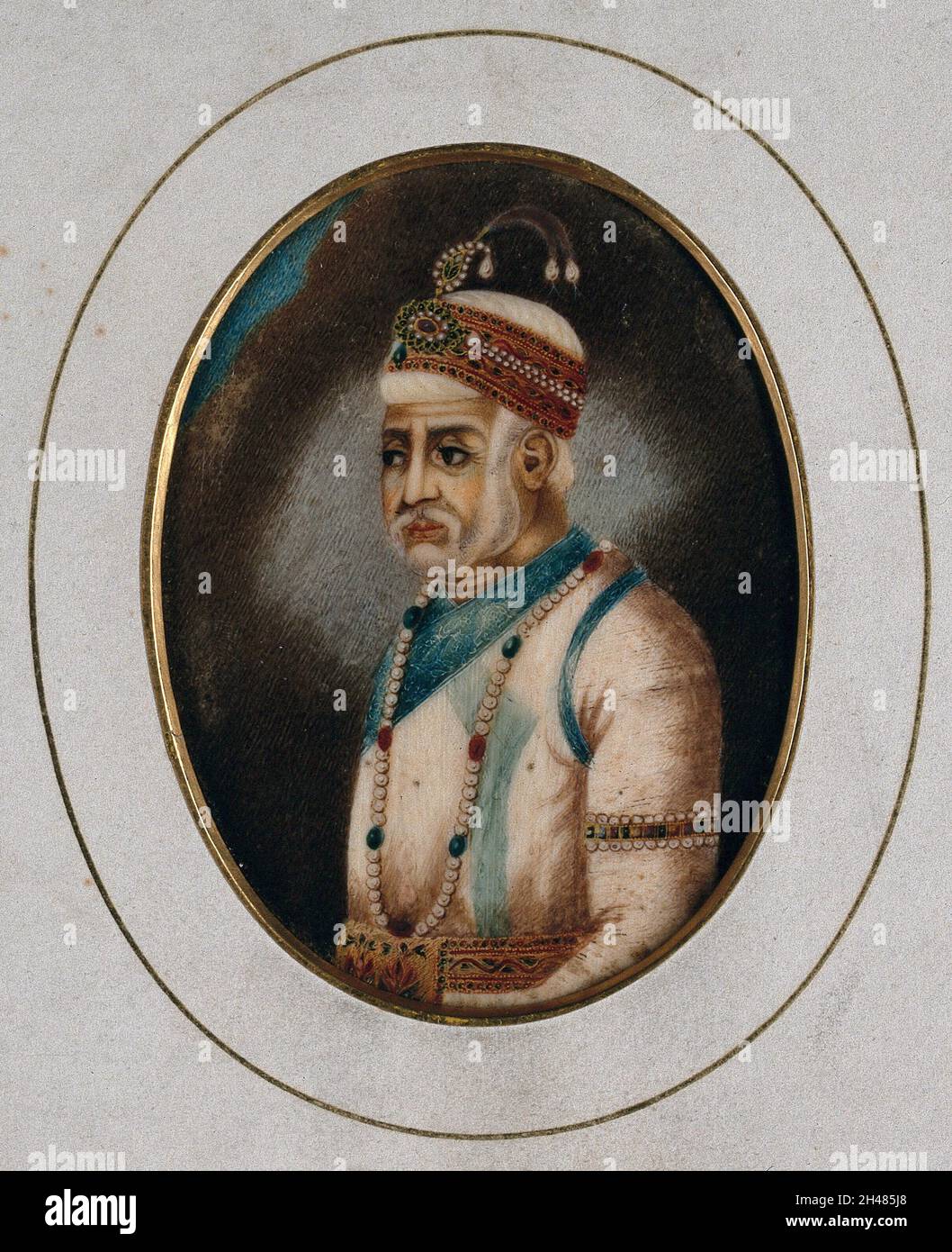 A three quarter profile of an elderly high ranking man. Gouache ...