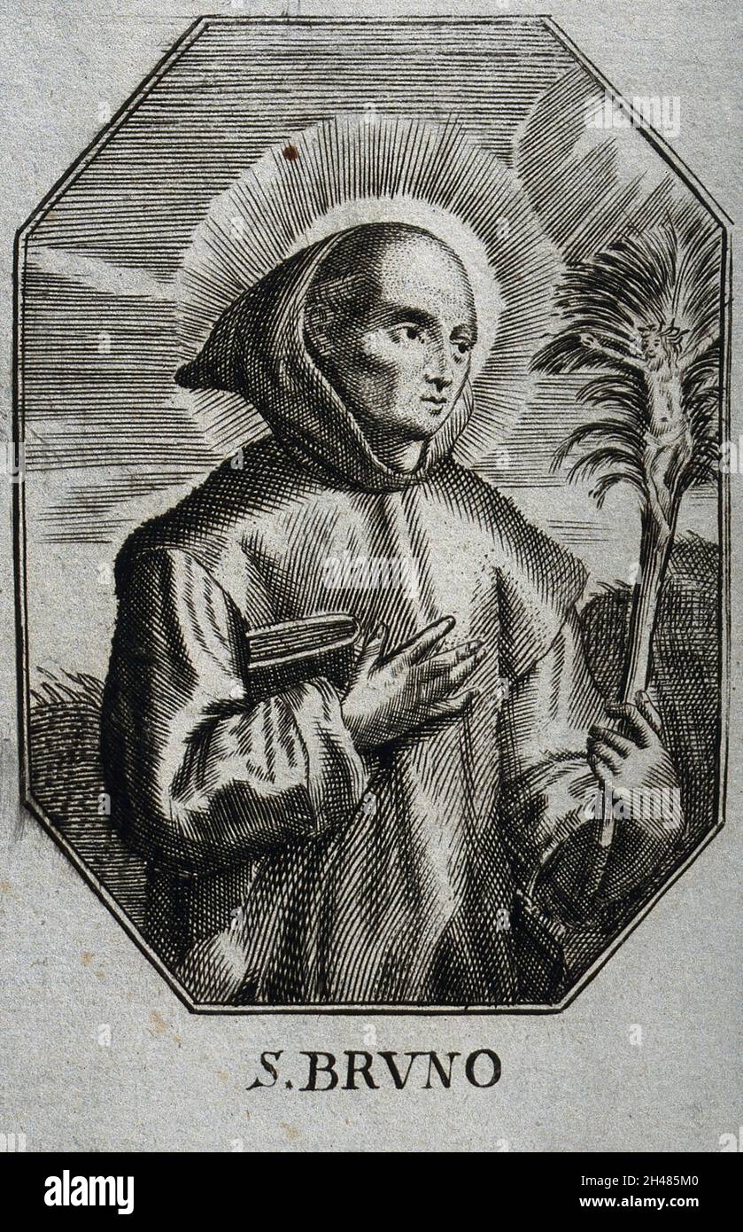 Saint Bruno. Line engraving Stock Photo - Alamy