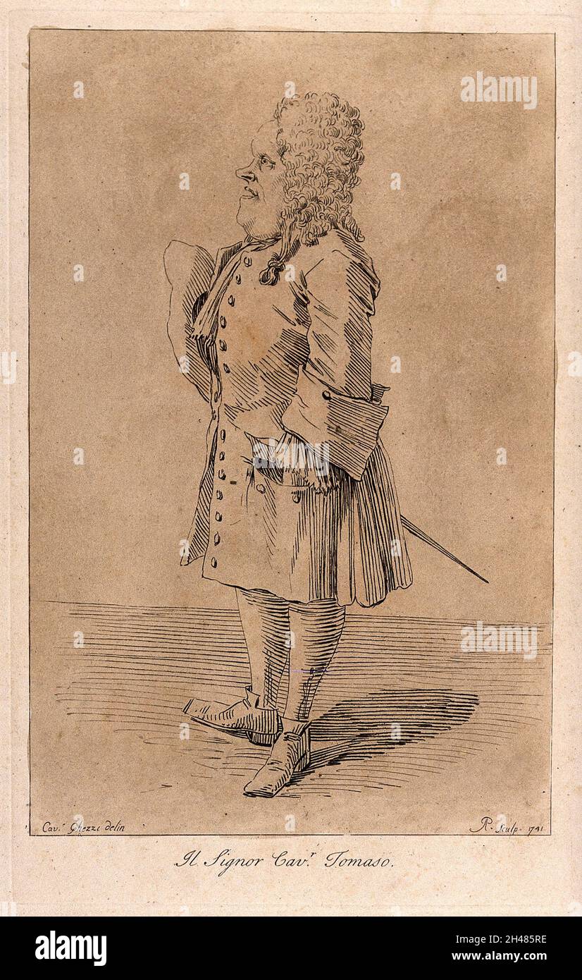 Sir Thomas Dereham, wearing a wig, standing with his hand in his pocket ...