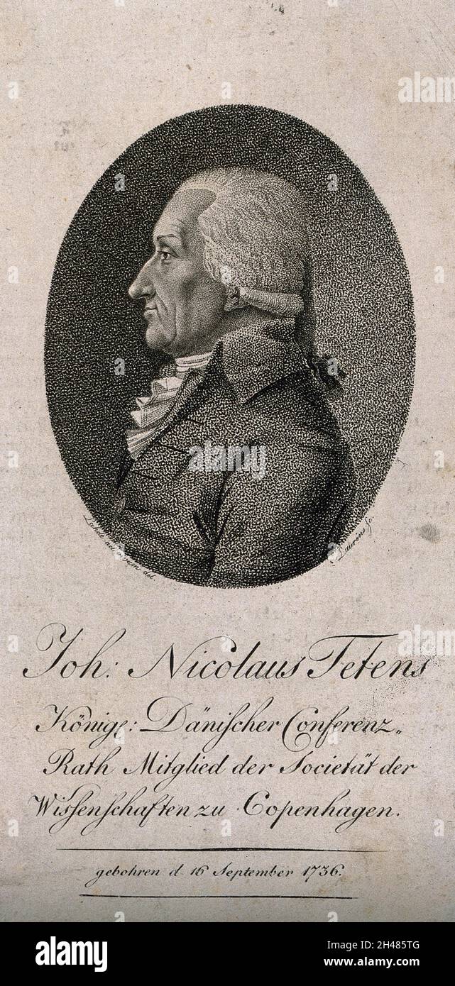 Johann Nicolaus Tetens. Stipple engraving by Laurens after G. L. Lahde ...
