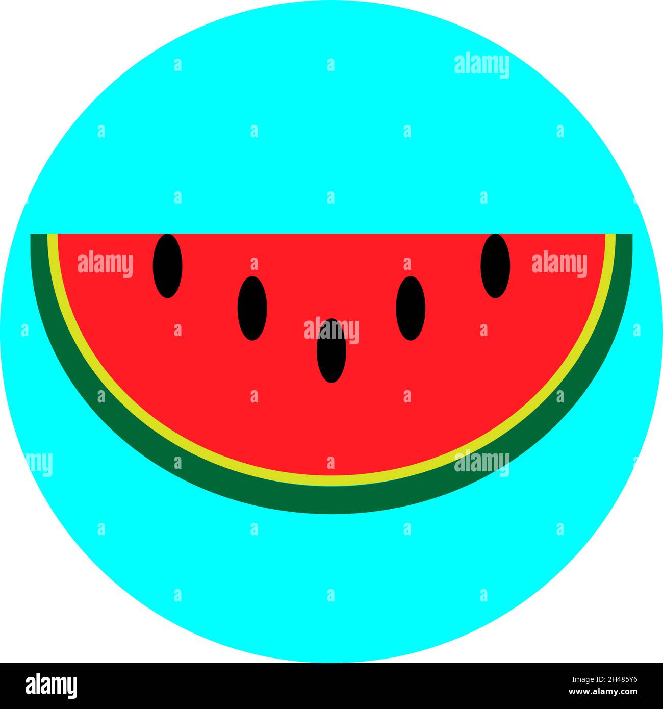 Watermelon slice, illustration, vector, on a white background Stock ...