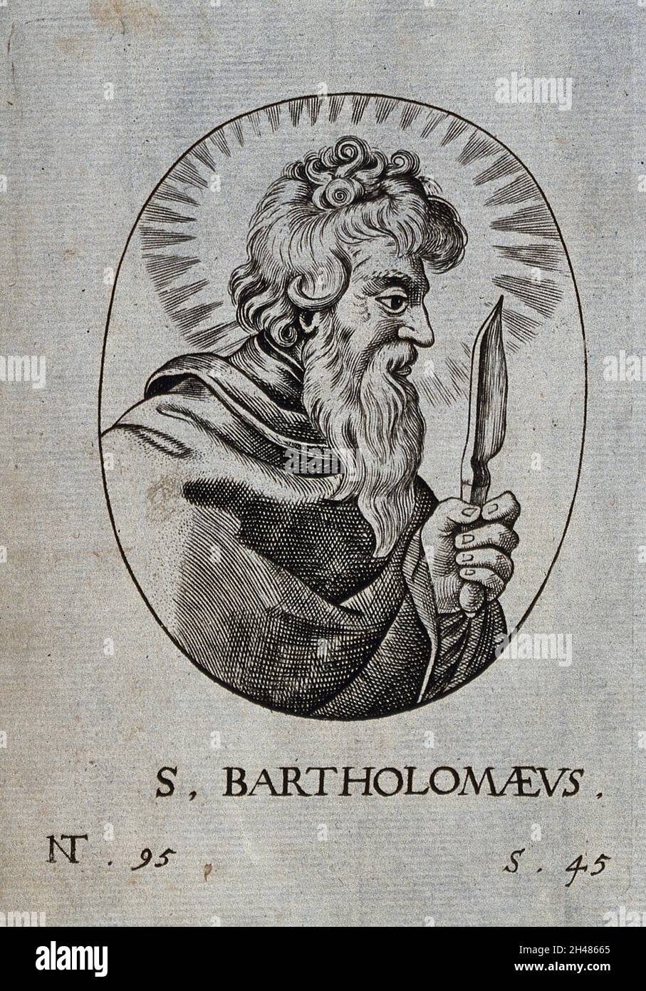 Saint Bartholomew. Line engraving Stock Photo - Alamy