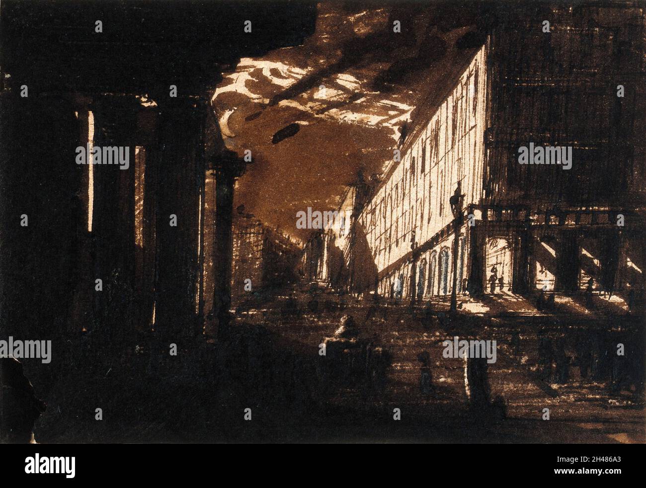 London: Pall Mall East and the "Hampton Site". Pen and ink drawing by F ...