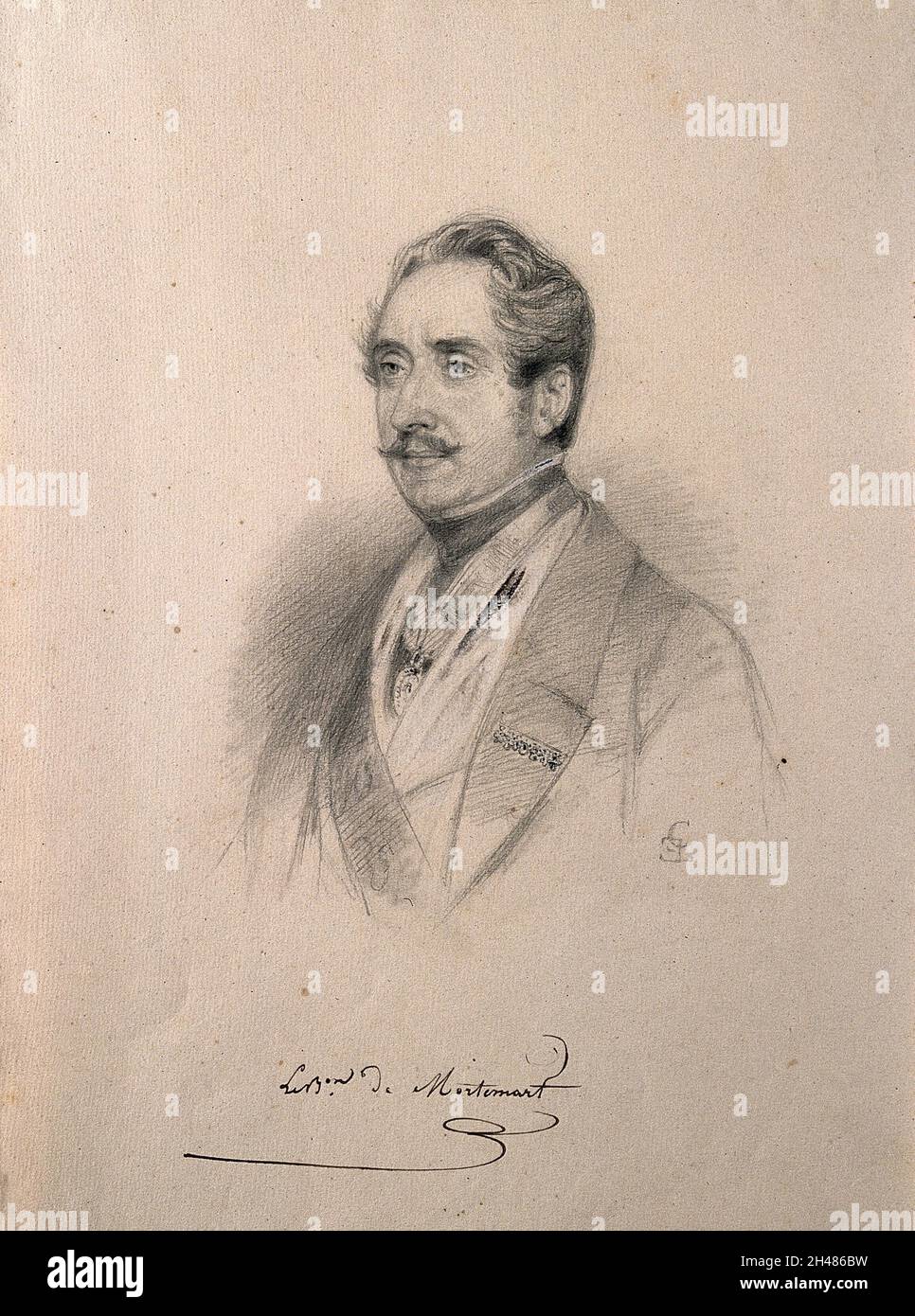François Jérôme Leonard, Baron de Mortemart Boisse. Pencil drawing by C ...