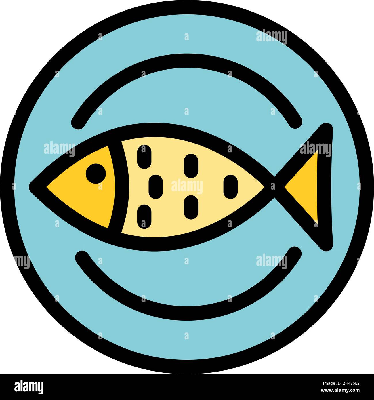 Fish plate icon. Outline fish plate vector icon color flat isolated ...