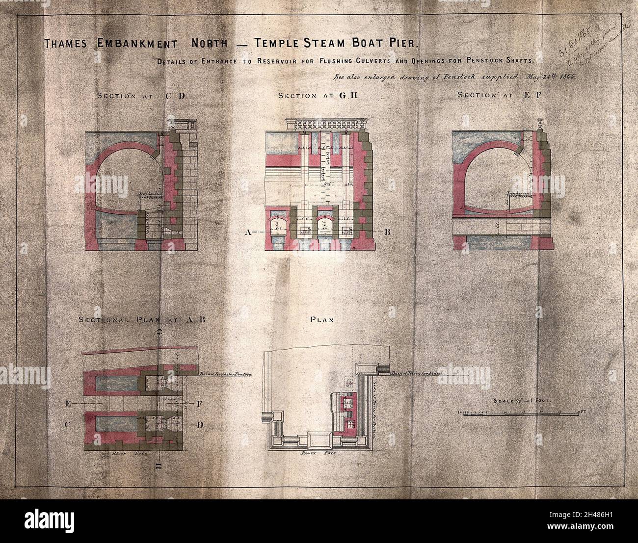 Civil engineering: construction drawings for the Thames Embankment ...