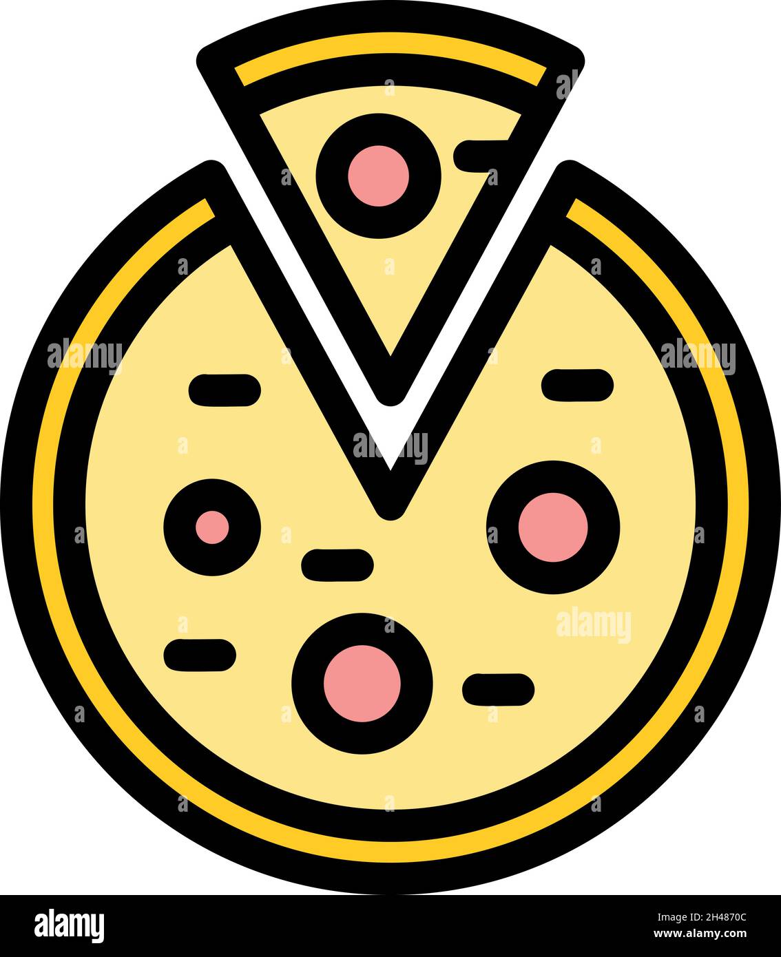 Pizza food icon. Outline pizza food vector icon color flat isolated ...