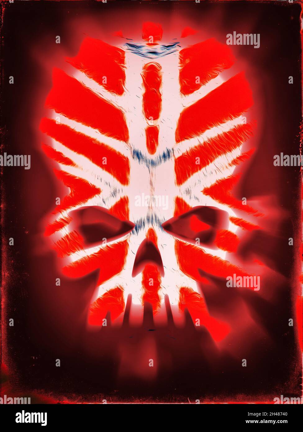 Red and White distorted Pirate skull Stock Photo - Alamy