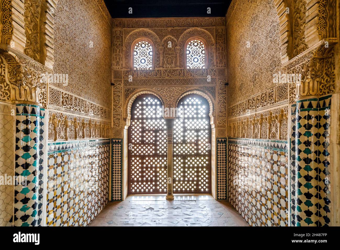 Arabic interiors of Nasrid Palace of Alhambra palace complex in Granada ...
