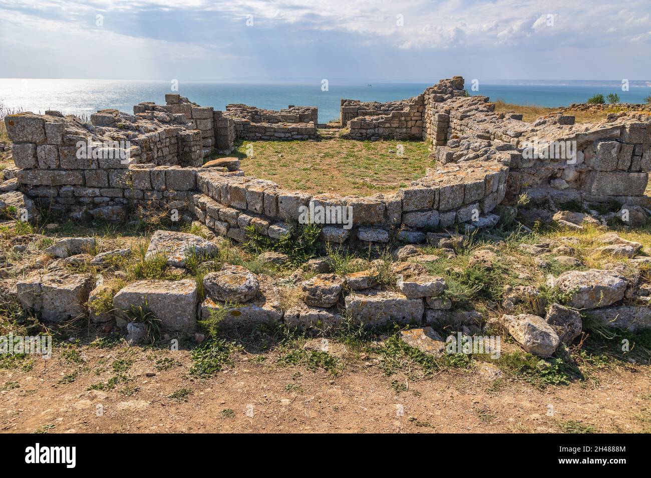 Ruins of ancient fort on Kaliakra Cape in Southern Dobruja region of ...
