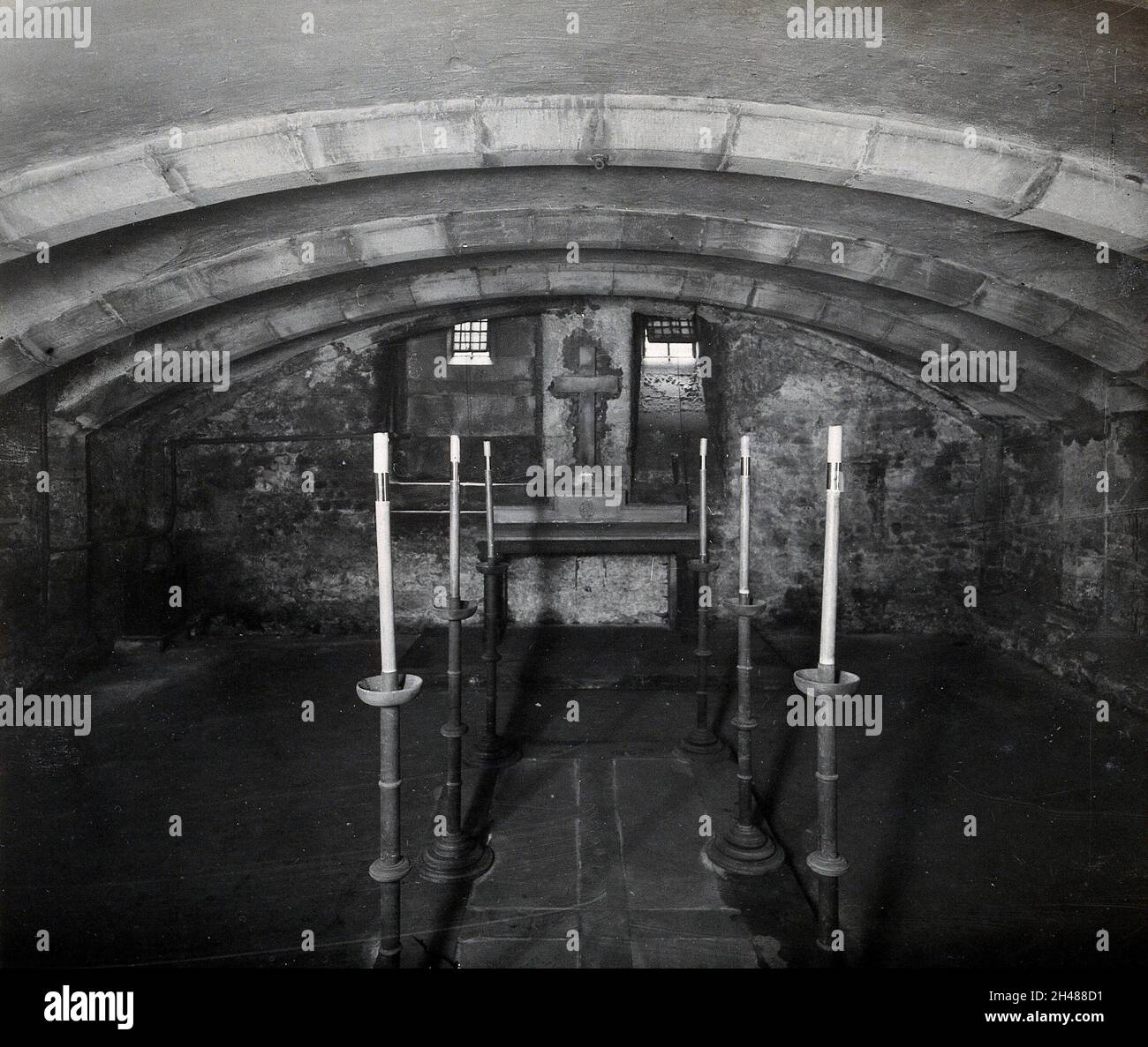 The church of St. Bartholomew the Great; interior of the crypt with two ...