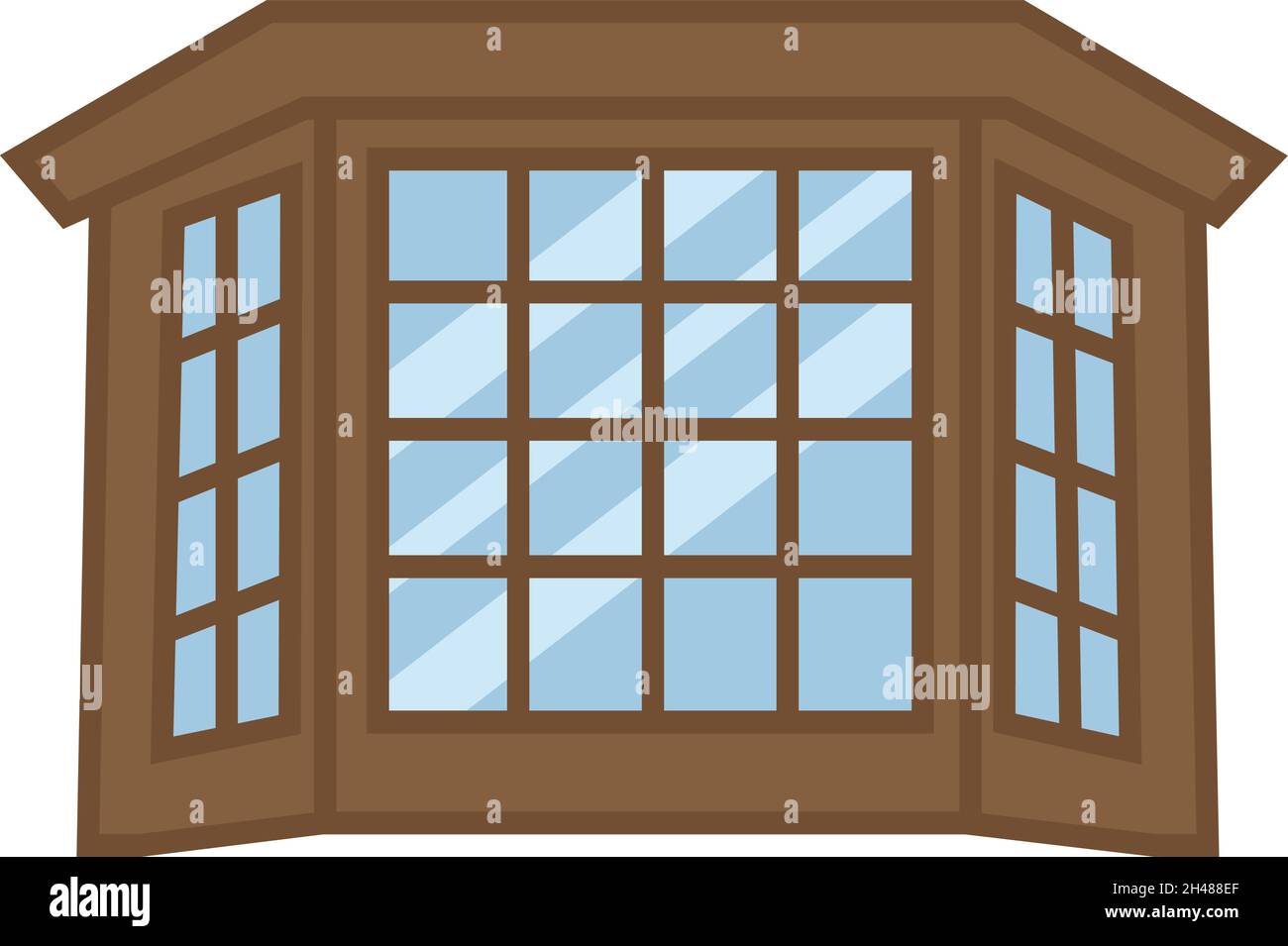 Home big window, illustration, vector, on a white background Stock ...