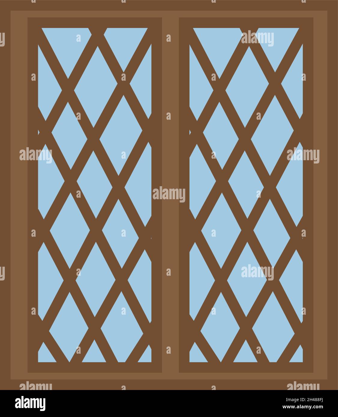 Wooden brown house window, illustration, vector, on a white background ...