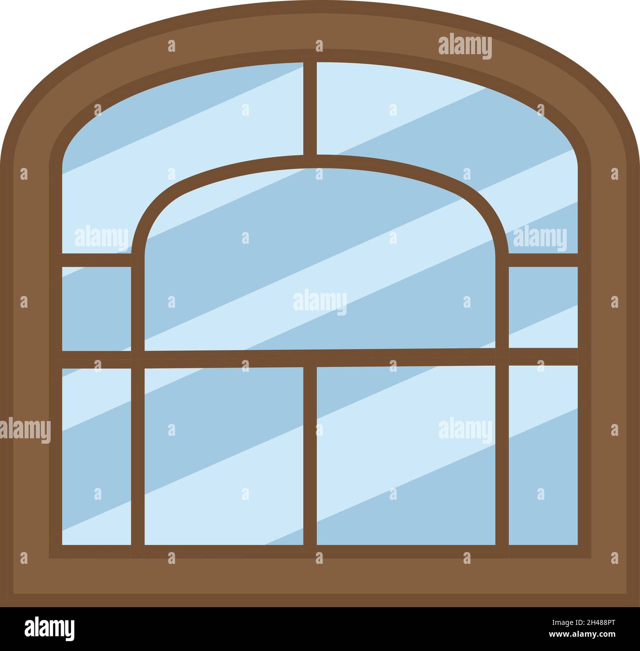 Brown frame window, illustration, vector, on a white background Stock ...