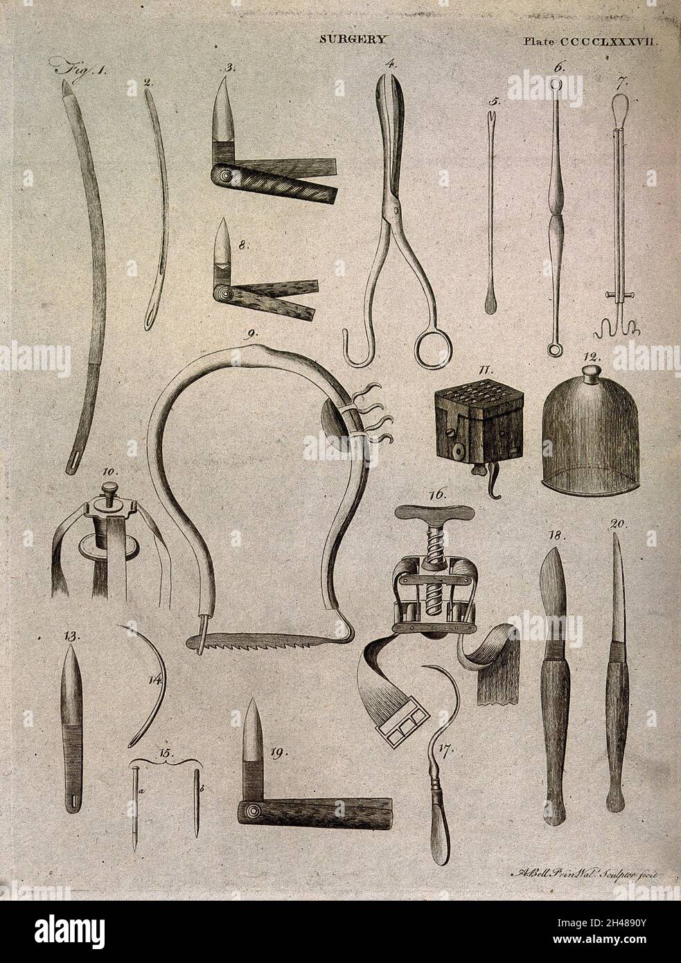 Surgical instruments. Engraving by Andrew Bell Stock Photo - Alamy