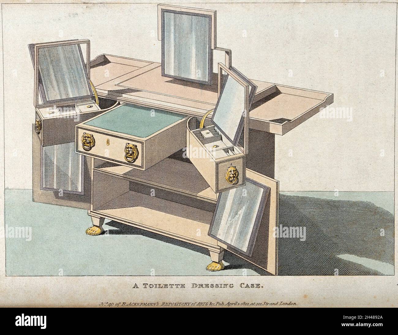 A dressing table. Coloured engraving Stock Photo - Alamy