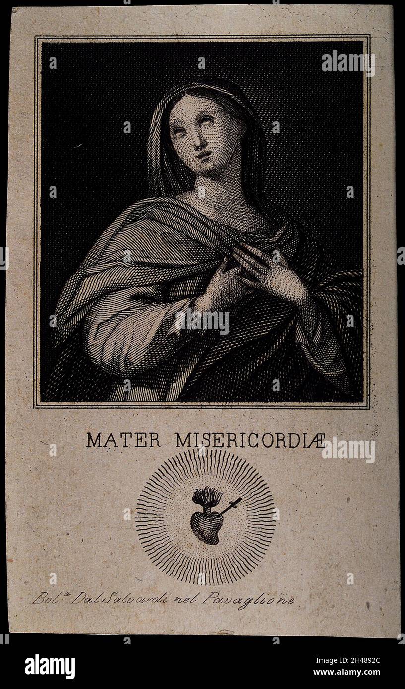 Saint Mary (the Blessed Virgin). Engraving Stock Photo - Alamy
