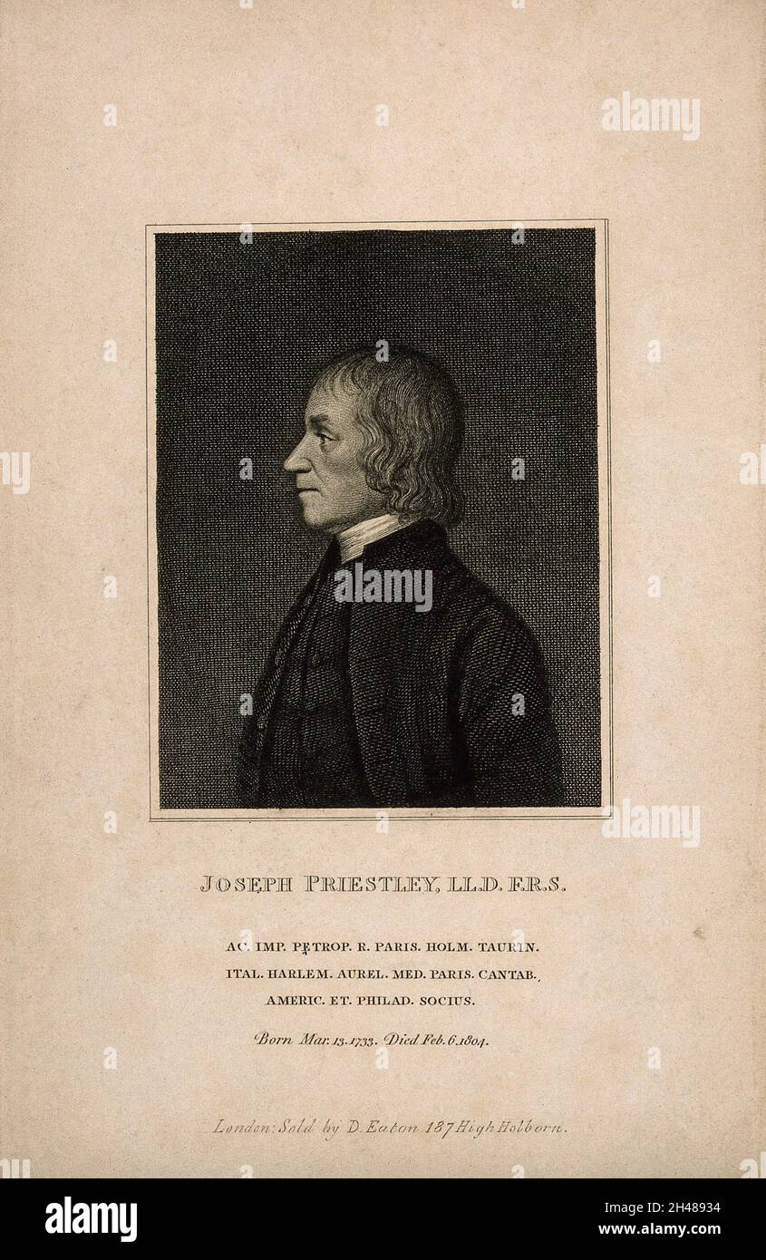 Joseph Priestley. Line engraving Stock Photo - Alamy