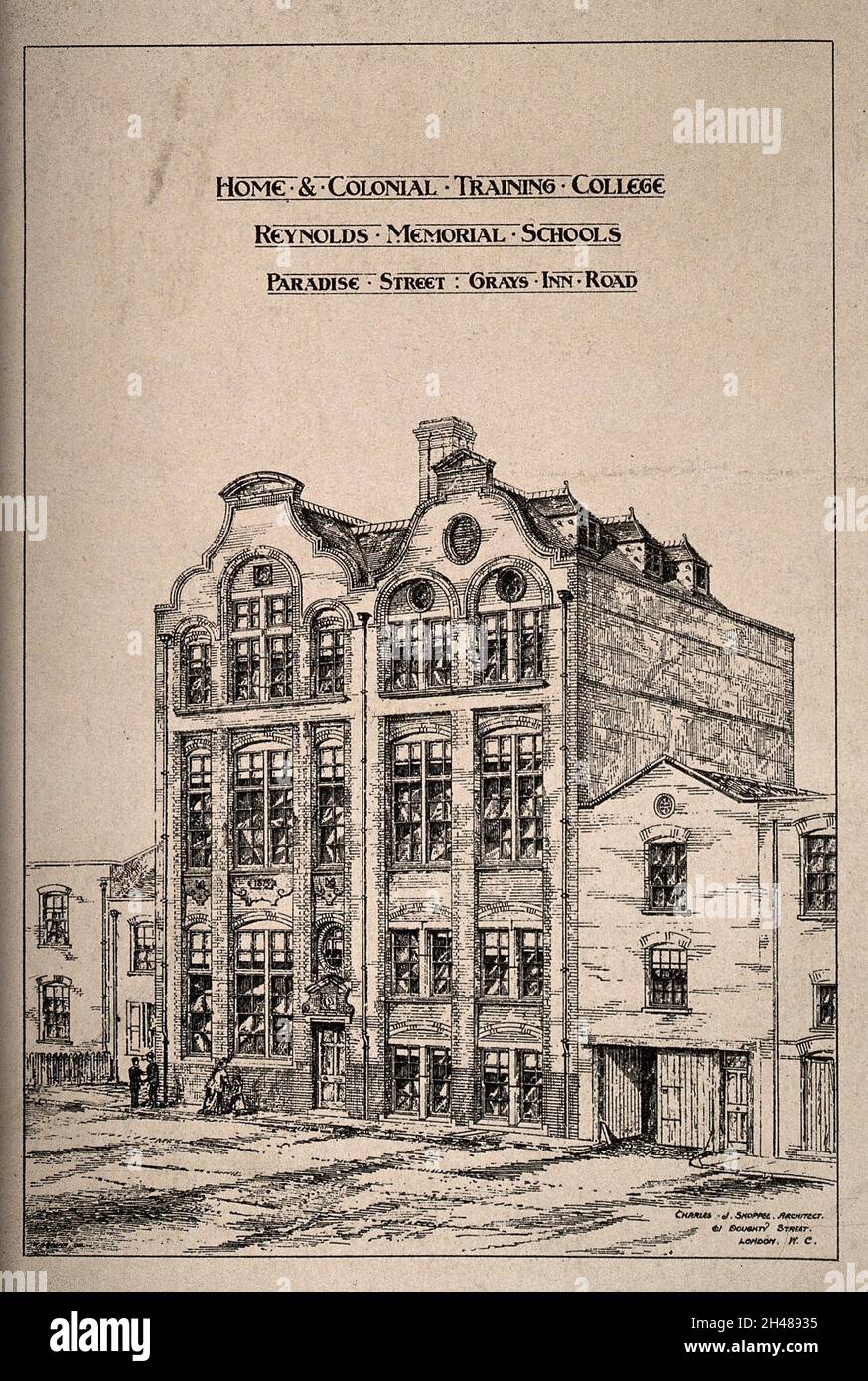 Home and Colonial Training College, London. Etching Stock Photo - Alamy