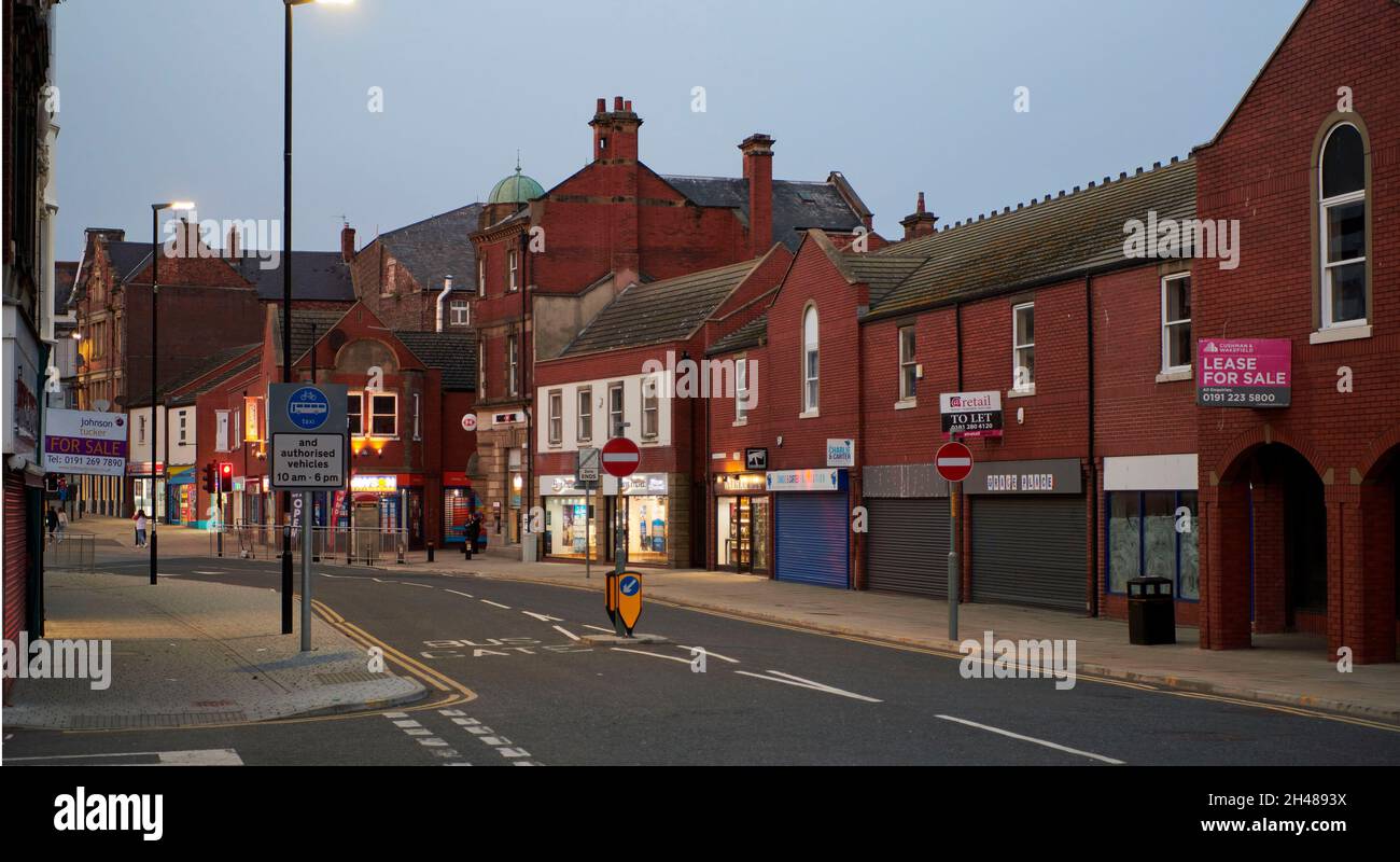 South Shields, town centre, deserted and empty, Tyneside, North East ...