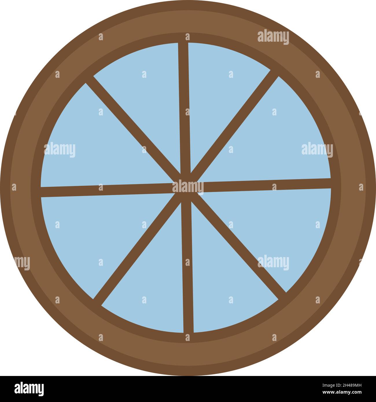 Wooden circle window, illustration, vector, on a white background Stock ...