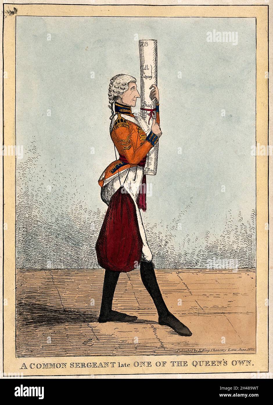 A man in uniform is carrying a large sack over his shoulder and a long ...