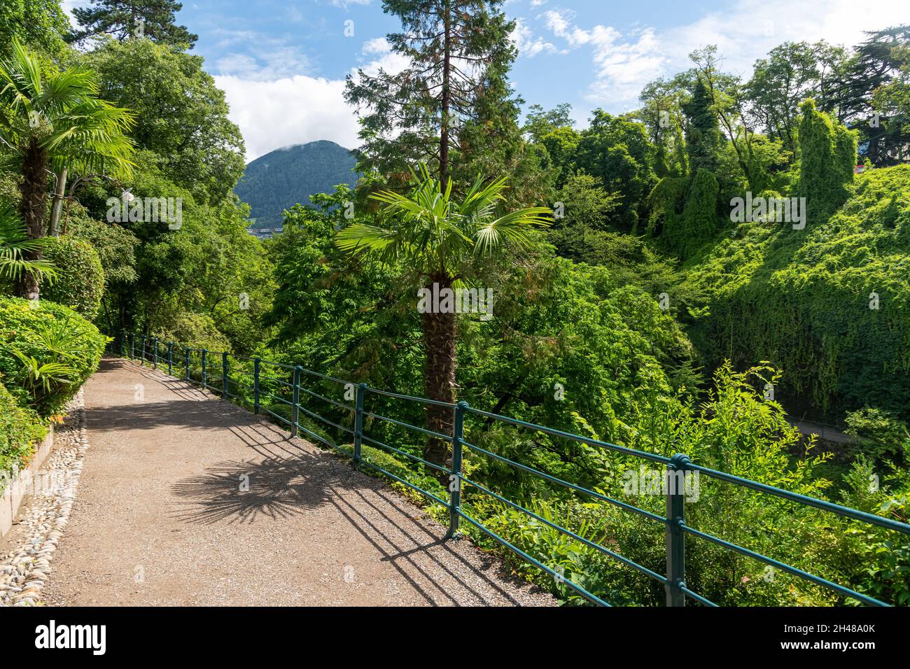 Ornamental Garden along the Gilf Promenade in Merano, Italy Stock Photo ...