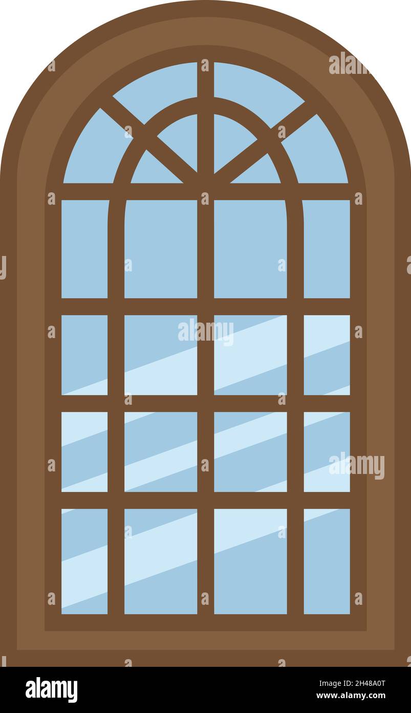 Old home window, illustration, vector, on a white background Stock ...