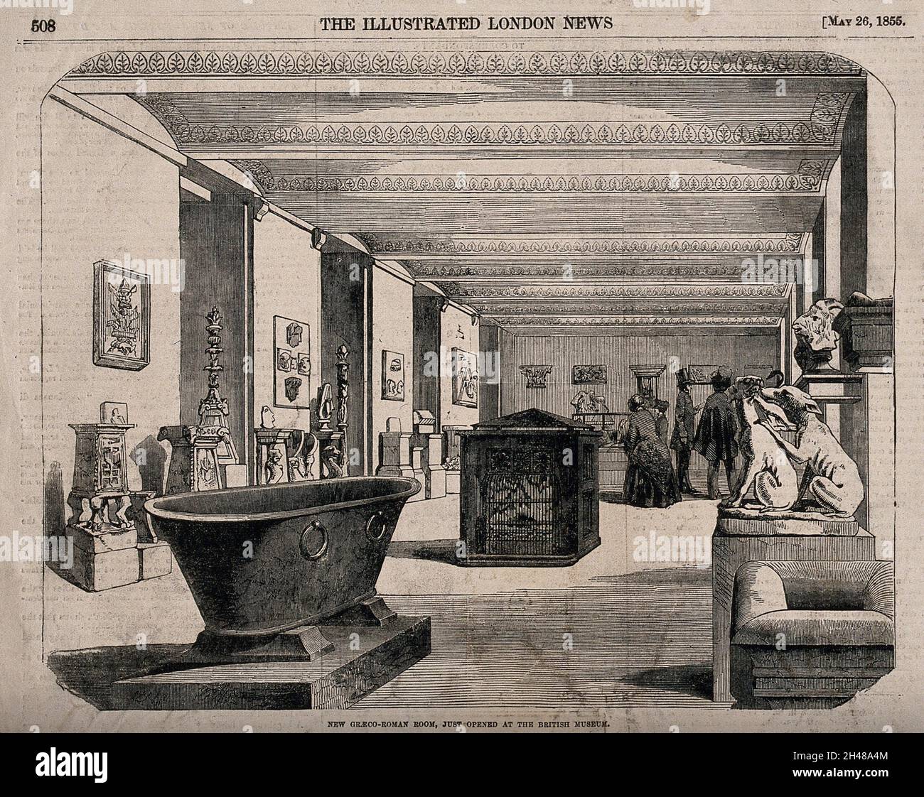 The British Museum: the Graeco-Roman Room, with visitors. Wood ...