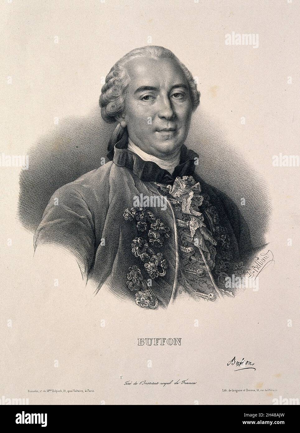 Georges Louis Leclerc, Comte de Buffon. Lithograph by Z. Belliard Stock ...
