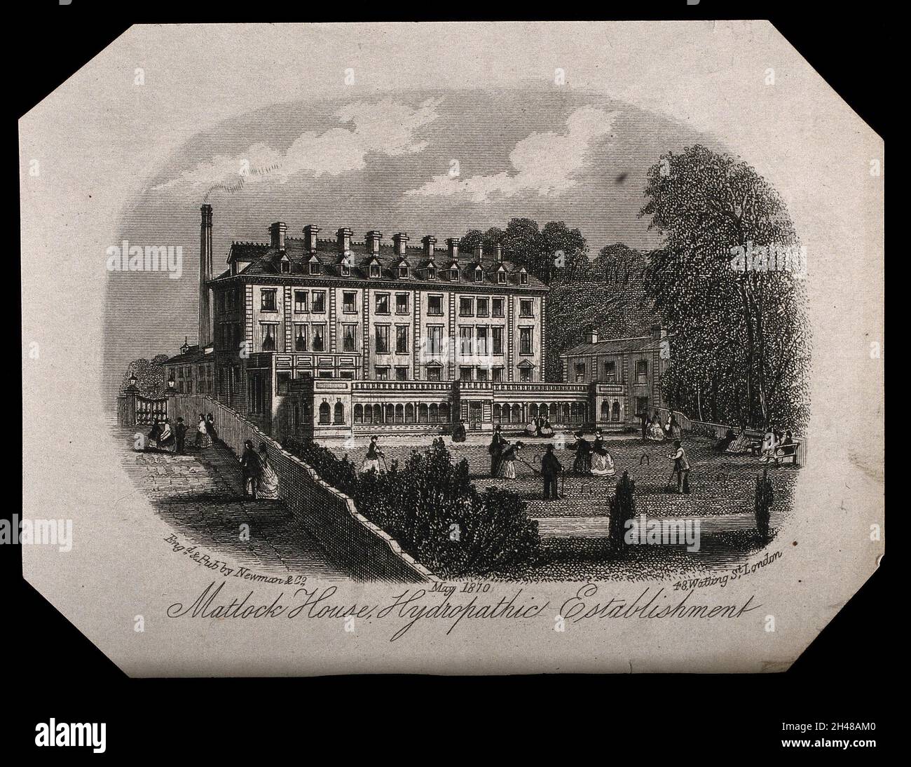 Matlock House, Matlock Bath, Derbyshire. Steel engraving by Newman & Co ...