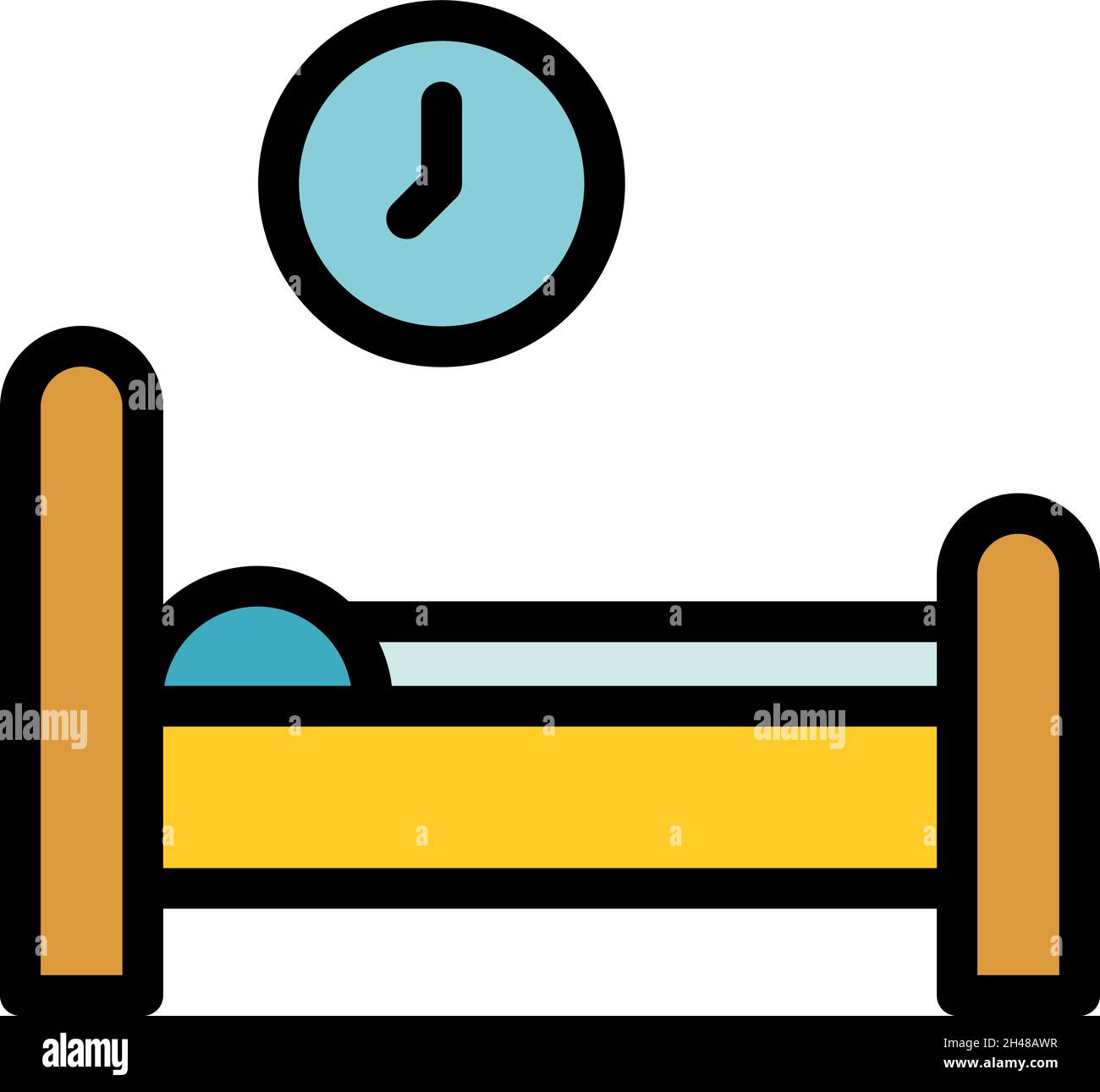 Bed time icon. Outline bed time vector icon color flat isolated Stock ...