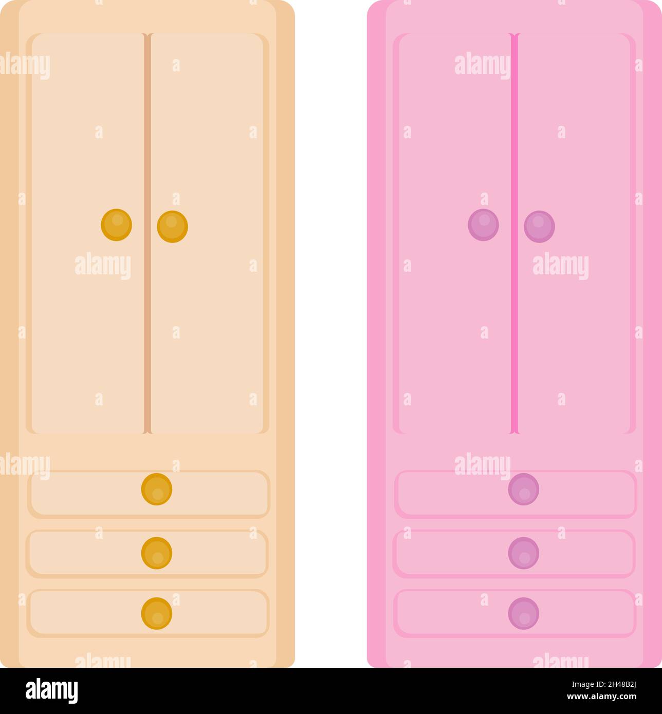Almirah wardrobe, illustration, vector on a white background Stock ...