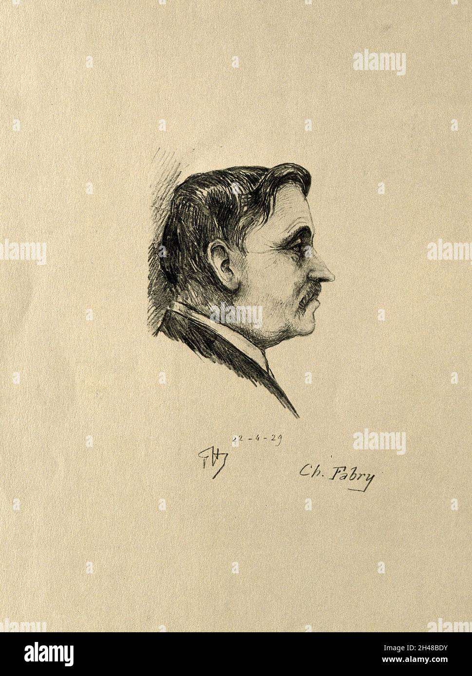 Charles Fabry. Lithograph by P. Helbronner, 1929, after himself Stock ...