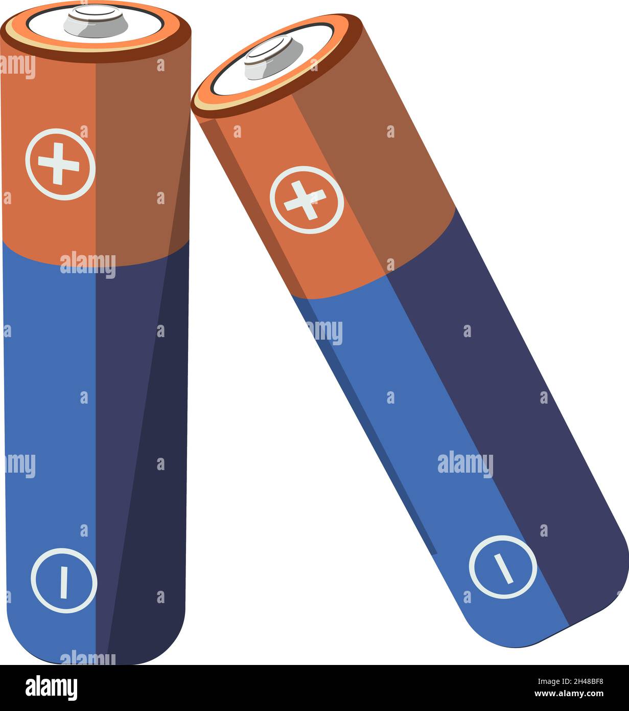 Small batteries, illustration, vector on a white background Stock ...