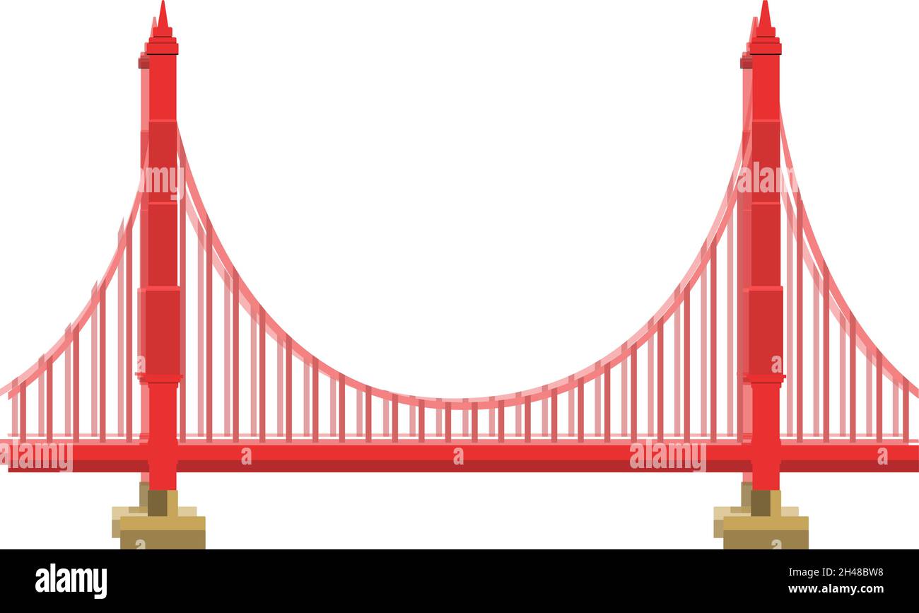 Red bridge, illustration, vector on a white background Stock Vector ...