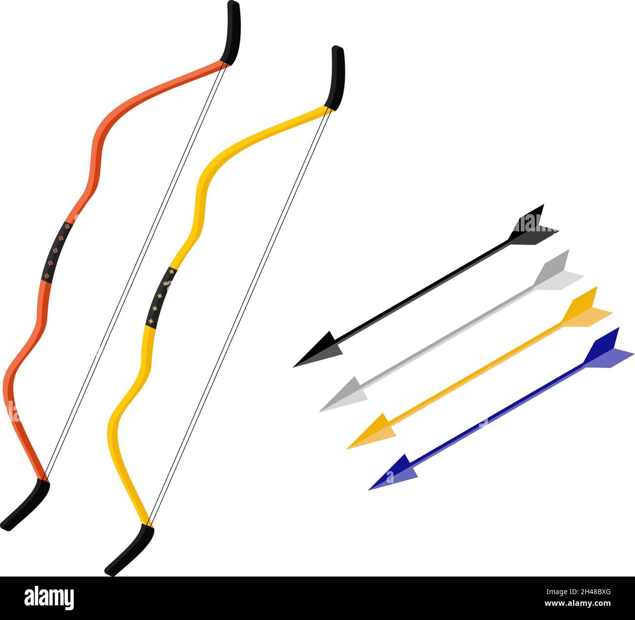 Archery bows, illustration, vector on a white background Stock Vector ...