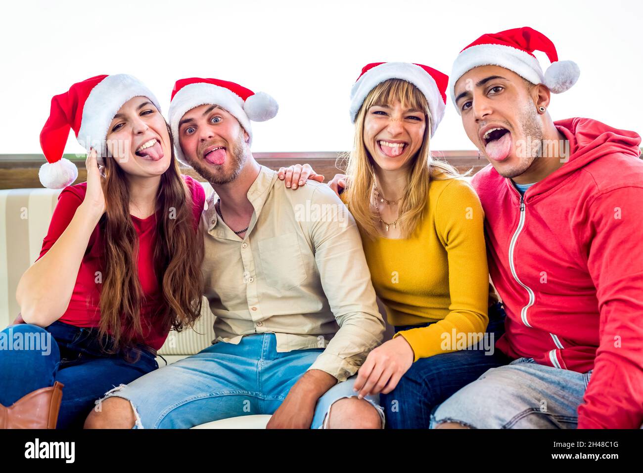 Group happy christmas women wearing hi-res stock photography and images ...