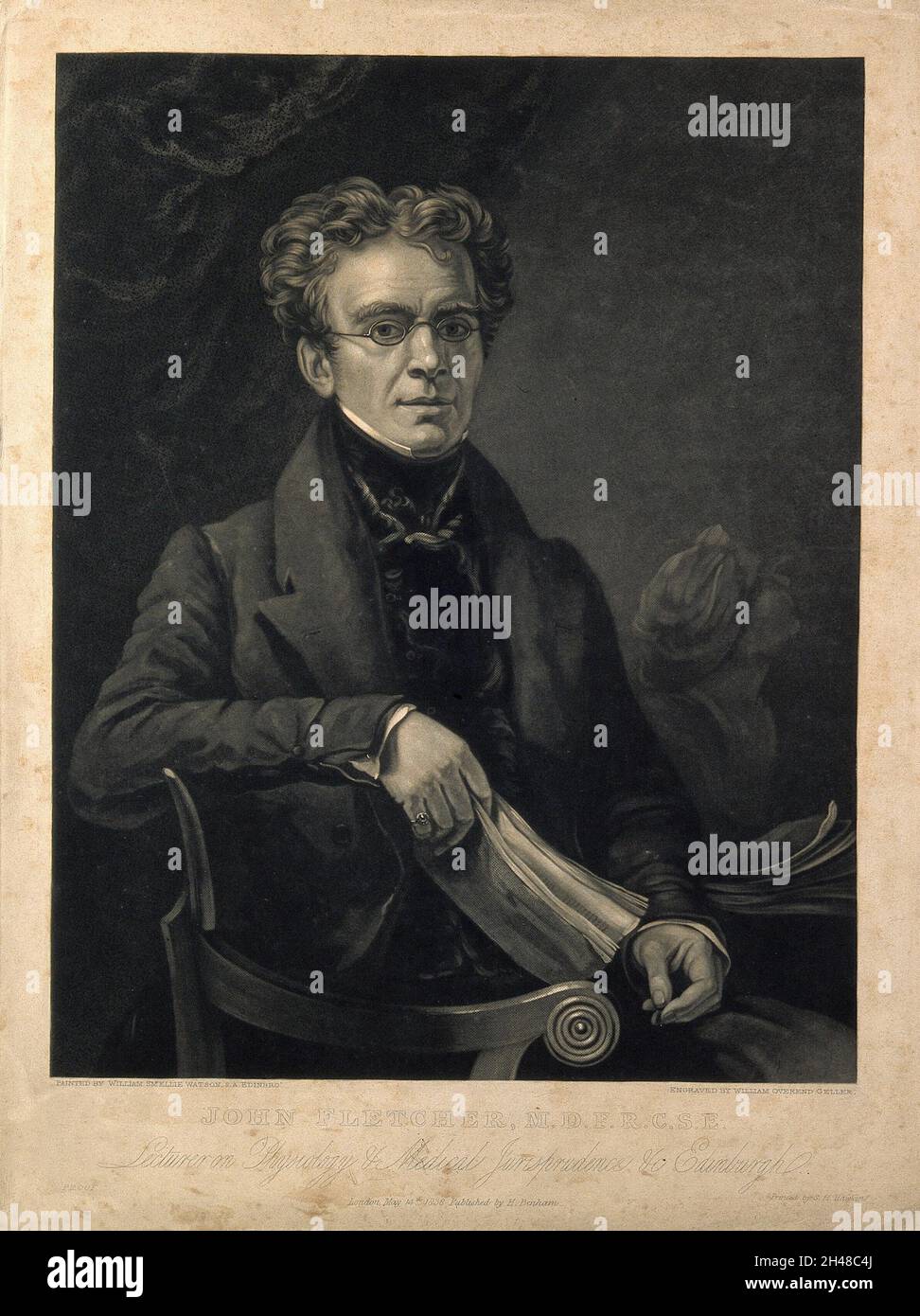 John Fletcher. Mezzotint by W. O. Geller, 1938, after W. S. Watson ...